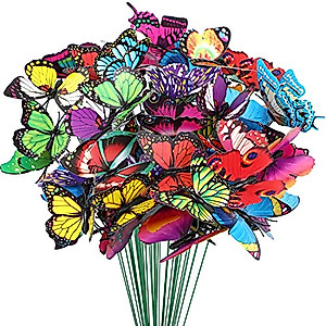 Augshy Butterfly Decorations, 75 Pcs Butterfly Stakes Waterproof Decorative Garden Stakes for Indoor/Outdoor Christmas Yard Decor