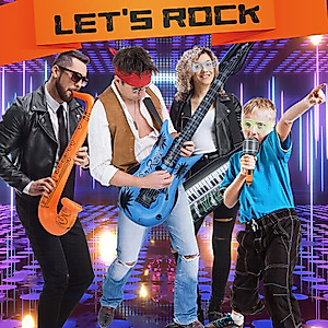 15 PCS Inflatable Guitar Musical Instrument Balloons 70s 80s 90s Party Decoration Photo Props, Waterproof Pool Float Toy for Kids Adults, Carnival Birthday Summer Party Supplies Favors