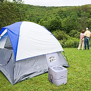 S AFSTAR Portable Flush Toilet Potty Commode 5.3 Gallon 20L for Camping RV, Boating and Other Recreational Activities, Powerful Push Pump Compact Commode w/Waste Tank & Built-in Rotating Spout