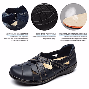 TERRIKAT Women's Casual Navy Loafers Cute Slip On Comfort Walking Flats Leather Driving Moccasins Fashion Closed Toe Boat Shoes 8.5 M US 1308-Lan8.5