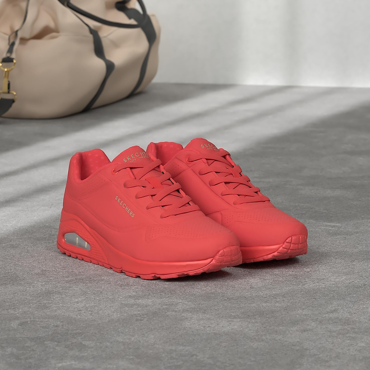 Skechers womens Skecher Street Women's Uno - Stand on Air Sneaker, Red, 8 US