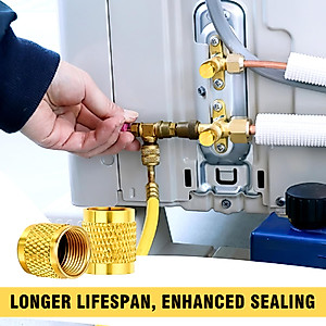 【Upgraded】50 Pcs 1/4" Brass Flare Cap, Solid Brass Caps with Neoprene O Ring Seal, 1/4" SAE HVAC Valve Caps