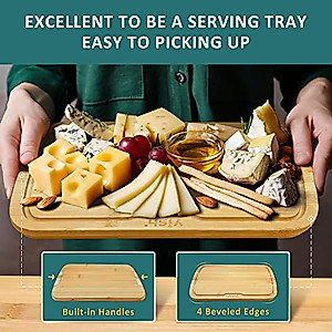 Bamboo Cutting Board Kitchen Chopping-Board: YISH Bamboo Chop Board Set of 3 With Juice Groove Wood Cutting Boards with Holder for Meat Vegetables - 15"x10" & 13"x8" & 10"x6.2"