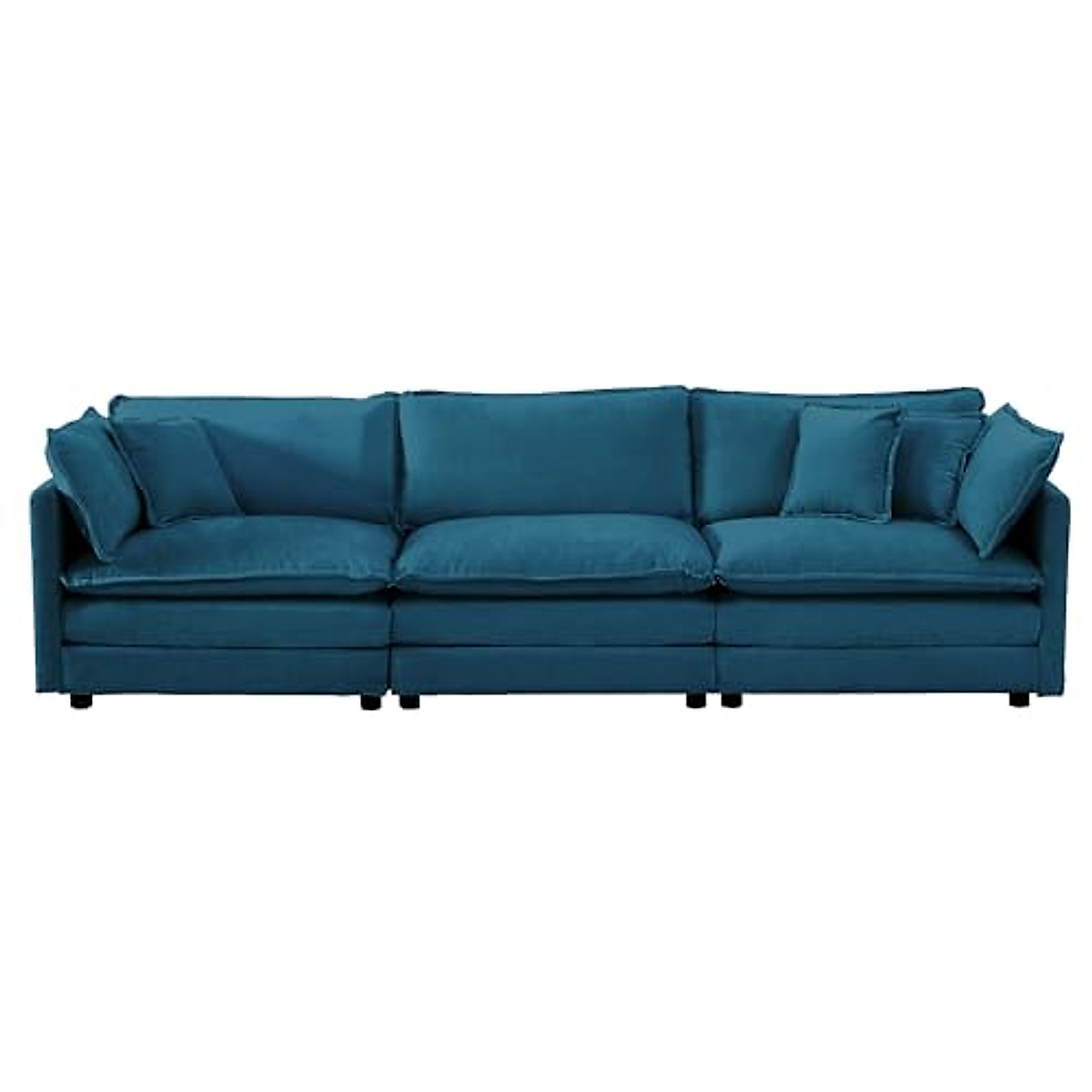 Eafurn 2 Piece Chenille Upholstered Living Room Furniture Sets, Include Free Combination Deep Seat Modular Sofa & Cloud Loveseat Section Couch and Pillows for Apartment, Studio, Office, Blue