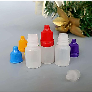 Snadulor 60 Pcs Plastic Dropper Bottles,5ml Empty Squeezable Dropper Bottle with Cap(Red)