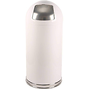 Witt Industries 15DTWH Steel 15-Gallon Standard Dome Top Indoor Waste Receptacle with Galvanized Liner, Round, 35" Height, White