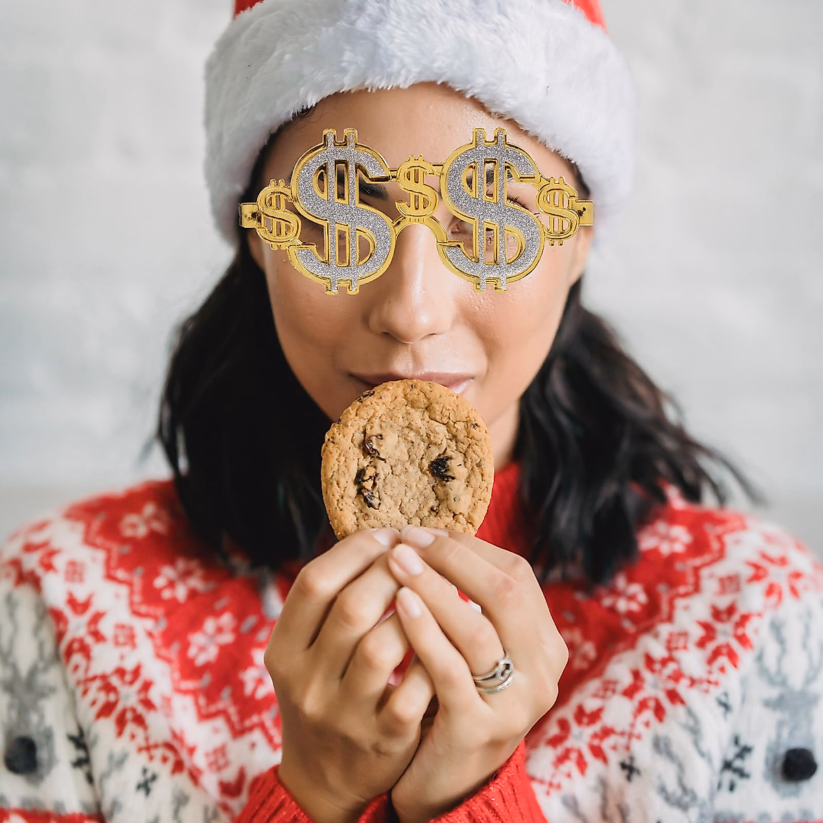 Amosfun Party Eyeglasses Sunglasses Funny Glasses for Costume Cosplay Photo Props Party Favor (Golden)