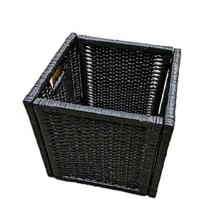 15m (48 Ft) Polyethylene Plastic Rattan Synthetic Wicker Repair Material for Knit and Repair Rattan Chair Table Basket (Black with Lines)