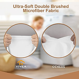 YIYEA Fitted Sheet Only, Premium Double Brushed Microfiber Deep Pocket Fitted Sheet Twin Size, Ultra Soft Fitted Bottom Sheet, Shrinkage, Fade Resistant, Twin, White