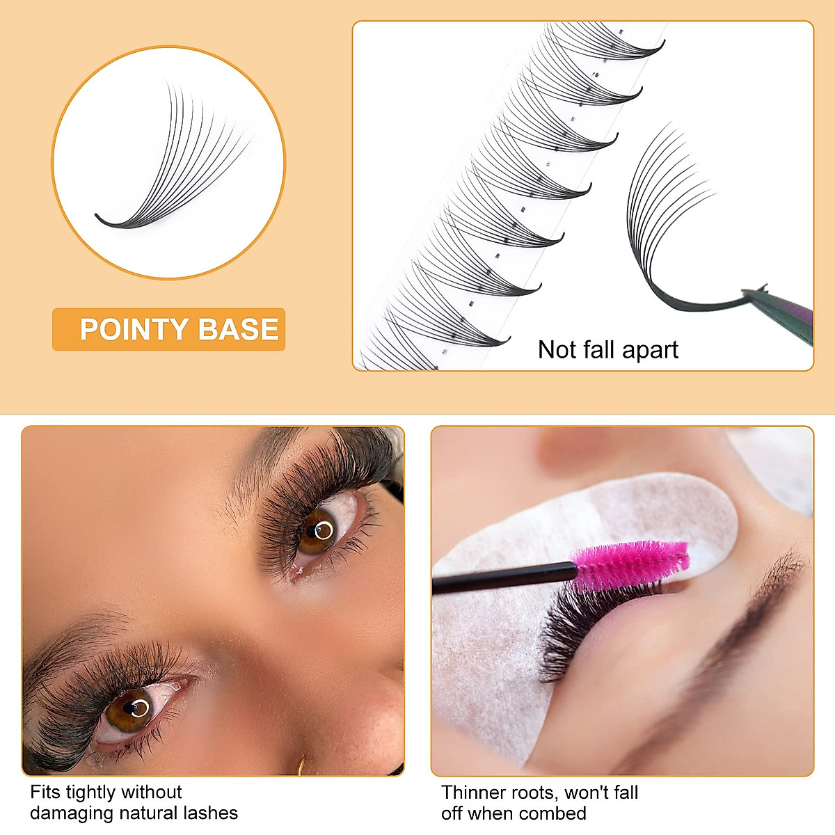 Premade Fans Eyelash Extensions 10D 7D 8D XL Box 320 Fans Pointy Base Premade Volume Lash Extensions Premade Volume Fans Mixed (10D-0.07D,9-16mix)