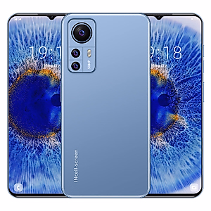 12s Pro Smartphone, MT6582 Quad Core 4GB RAM 32GB ROM Cell Phone Double Card Slot 5G WiFi 1200x1960 Resolution Ultra HD Screen for Office (Blue)