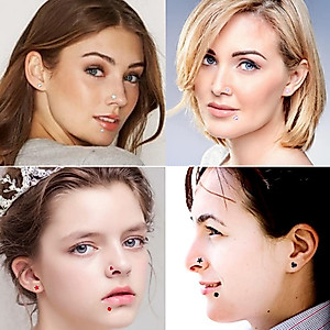 FLOGWE 16G Lip Ring Studs Heart Star CZ Forward Helix Earring Studs Piercing Cartilage Tragus Earring Studs Stainless Steel Medusa Labret Monroe Lip Rings Body-Piercing Studs for Women Men