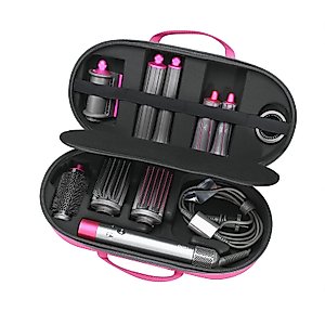 RLSOCO Hard Case for Dyson Airwrap Complete Long/Complete Styler HS08 HS05 HS01 - Fits 4pcs Long Barrels or Short Barrels - Pink (Case Only,Hair Styler is not Included)