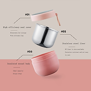 Soup Thermos Wide Mouth Insulated Food Jar Leak Proof Hot and Cold Thermos Bowl Oat Container for Kid Adult 600ML Pink