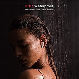 Wireless Earbuds for iPhone, TELSOR Bluetooth Headphones Touch Control Stereo Sound Bluetooth Earbuds with Noise Cancelling Mic for Calls, 30H Playtime, IPX7 Waterproof Earbuds for Android, White