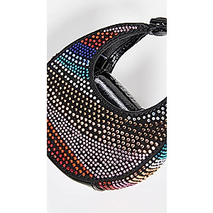 STAUD Women's Micro Moon Crystal Pouchette, Rainbow/Black, One Size