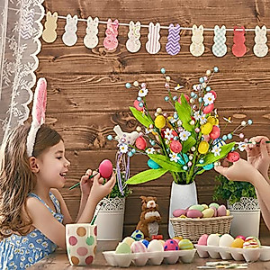 6 Pack Artificial Easter Flower Easter Spray with Easter Eggs and Berries Decorative Spring Floral Stems Speckled Easter Picks Branches for Floral Arrangement Centerpiece Wreath Decoration