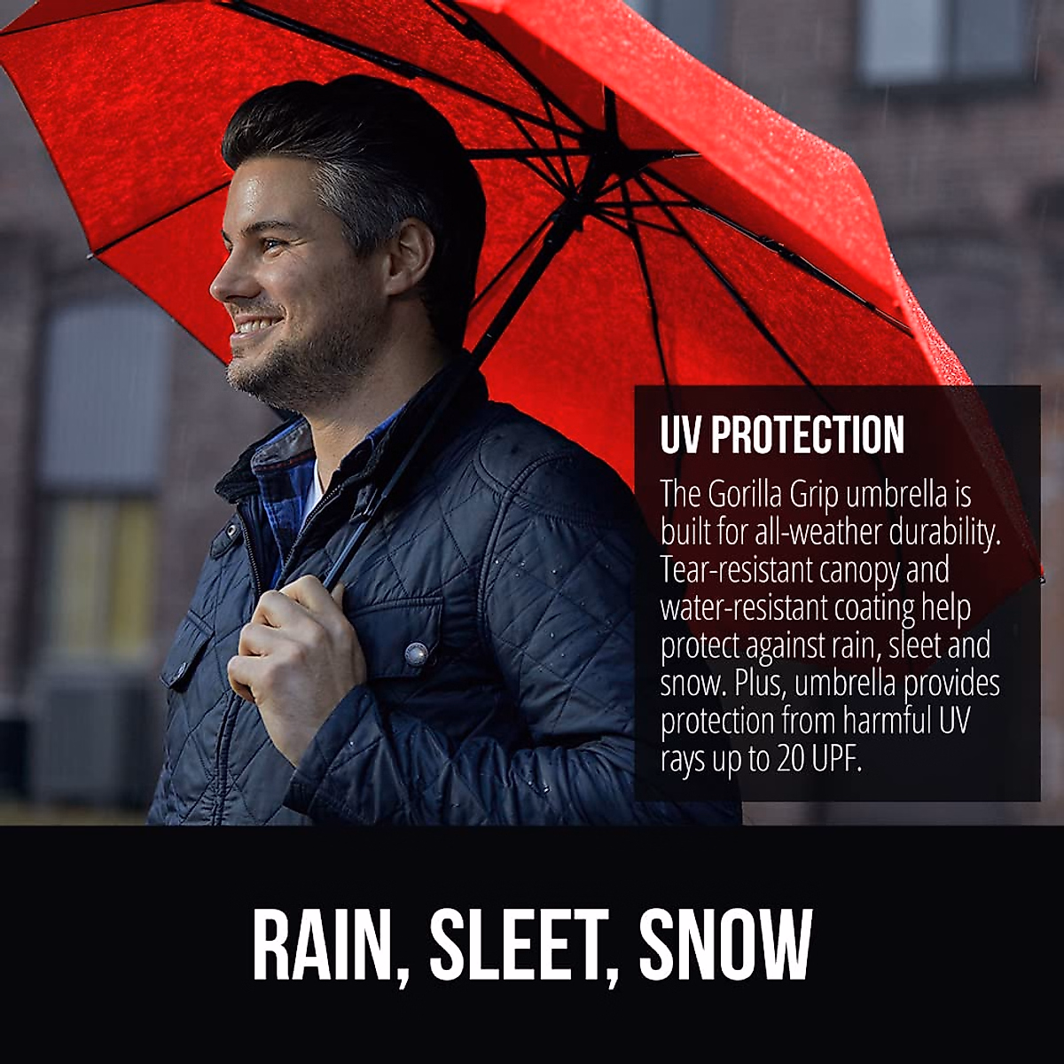 Gorilla Grip Kneeling Pad and Umbrella, Cushioning for Knee in 17.5x11 Inch Lightweight in Red, Umbrella for Rain One-Click Automatic in Red, 2 Item Bundle