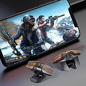 UKCOCO Fone Mobile Gaming Triggers - Cell Phone Game Controller with Aim & Fire Triggers Compatible with iPhone and Phone, 1 Pair Trigger with 2 Pcs Gaming Finger Sleeves Shots Fired