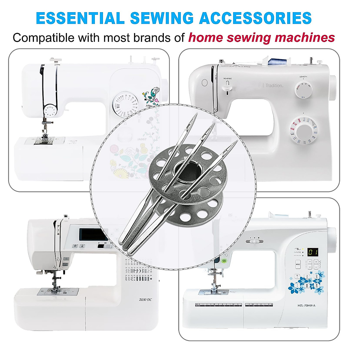 Sewing Machine Needles, Pack of 50, for Singer, Brother, Janome, Varmax and Home Sewing Machines. Universal Standard Needles in Sizes 65/9, 75/11, 90/14, 100/16, 110/18