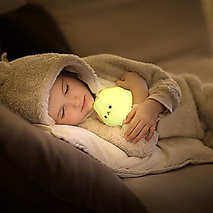 LUNSY Cat Night Light, LED Cute Silicone cat lamp with Color Changing Tap Control Battery Operated for Kids Baby Girl Children Toddler.