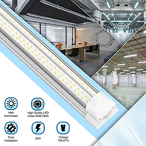 Giwsge 4FT LED Shop Light for Workshop Garage 12-Pack 50W 5000K Daylight White Super Bright 7500LM, Linkable, Link Max 6 Lights, Plug in Play Long Life