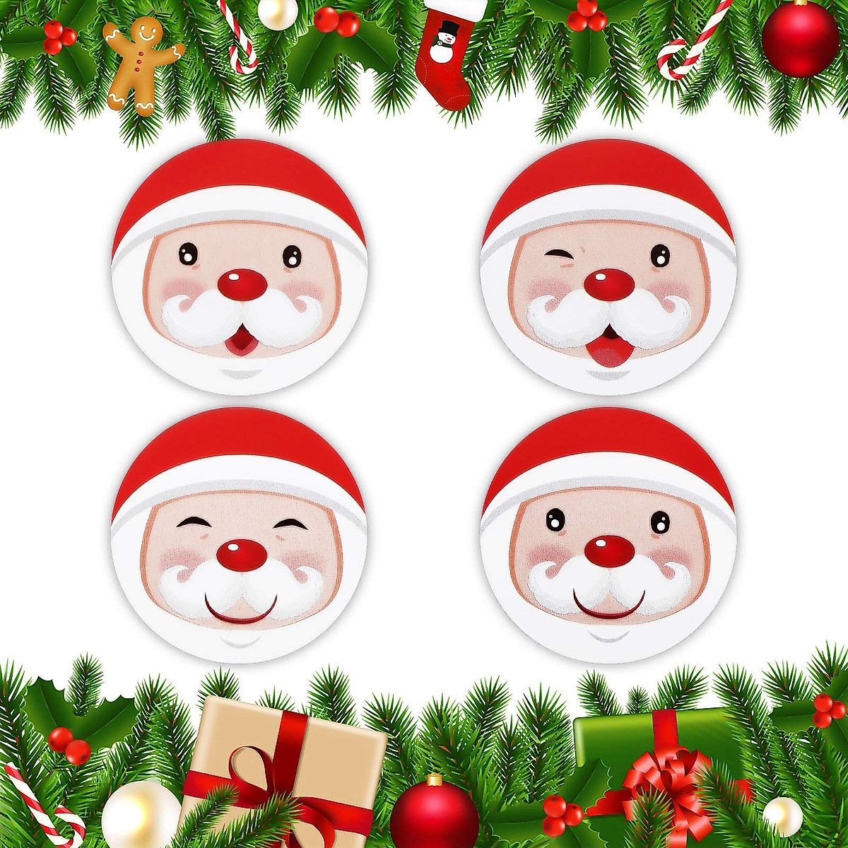 500 Pieces Christmas Stickers Santa Face Stickers Red Buffalo Plaid Label Stickers Santa Claus Decoration for Kids, Christmas Party Holiday Birthday Cards Envelopes Goodie Gift Bag Fillers