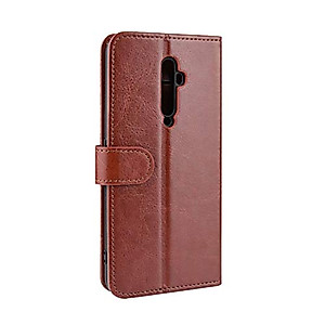 HualuBro Oppo Reno2 Z Case, Retro PU Leather Wallet Flip Folio Shockproof Phone Case Cover with Card Slots for Oppo Reno2 Z / Reno2 F/Reno 2Z / Reno 2F - Brown