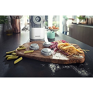 Philips Compact Pasta and Noodle Maker with 3 Interchangeable Pasta Shape Plates - White - HR2370/05