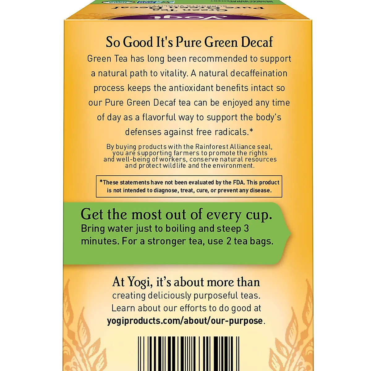 Yogi Tea Green Tea Pure Green Decaf Tea - 16 Tea Bags per Pack (4 Packs) - Organic Decaffeinated Green Tea - Supports Overall Health - Made from Organic Decaffeinated Green Tea Leaf