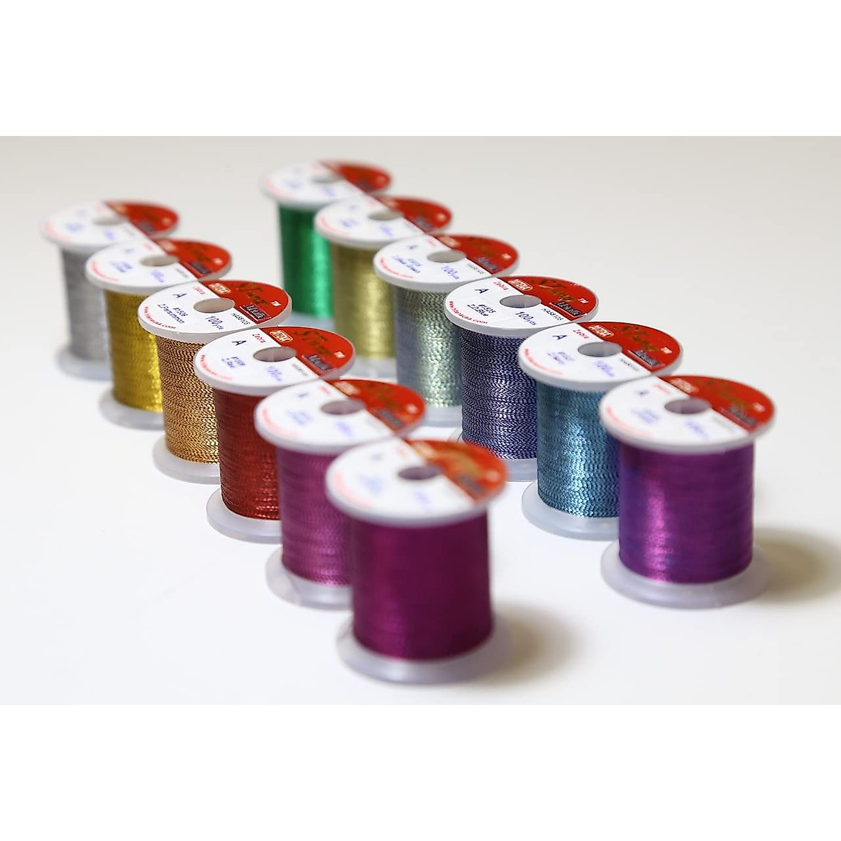 Hitena STWRAP Rod Wrapping Thread - Metallic Zebra (Jasper) 12 Color Pack (100yd)