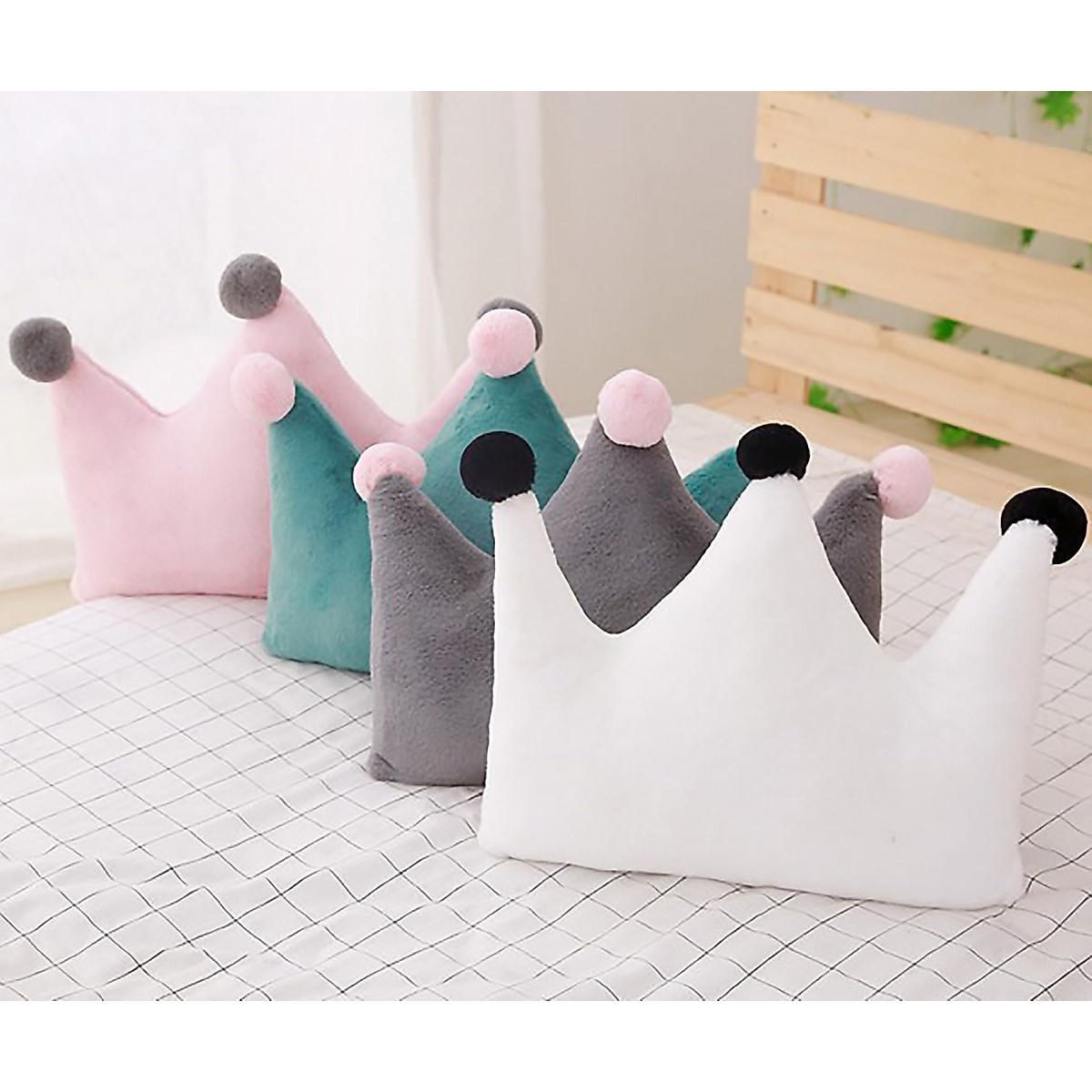 Golden ear of Wheat Cozy Plush Pillow - Star, Moon, Crown, Heart and Triangle Shapes Available in Multiple Shapes. (Crown, Pink)