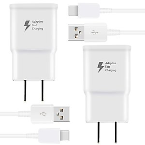 Adaptive Fast Charger Kit with USB Type C Cable【5 ft】 Fast Charging Wall Charger Block Compatible with Samsung Galaxy S21/S21 Ultra/S20/S20+/S10/S10e/S9/S8/S8Plus/Edge/Active/Note 8/9/10/20 (2 Pack)