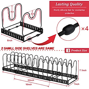 X-cosrack 15 Dividers Pot Pan Lid Rack Bakeware Cupboard Organizer, Expandable, Black
