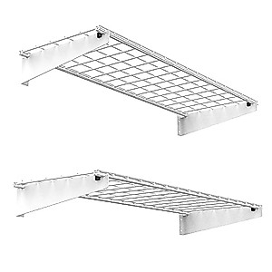 Wallmaster 2-Pack 2x4ft Heavy Duty Garage Wall Shelving 45-inch-by-15-inch Wall Mount Garage Storage Rack Floating Shelves Max Load 400lb White