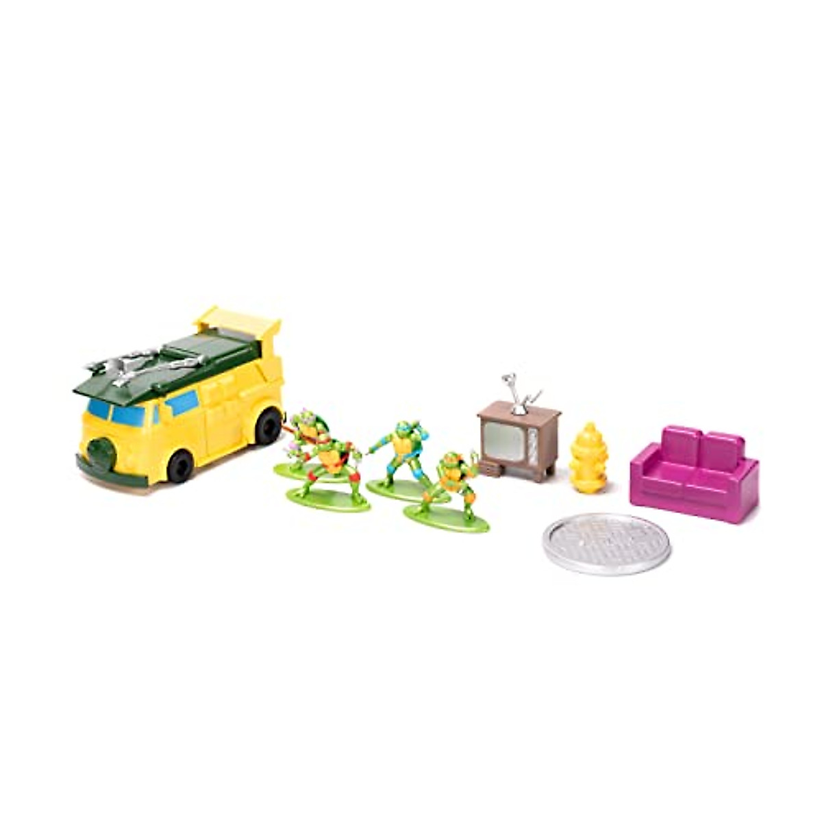 Teenage Mutant Ninja Turtles Turtle Lair Nano Scene w/ 1.65" Die-Cast Collectible Figures, Toys for Kids and Adults