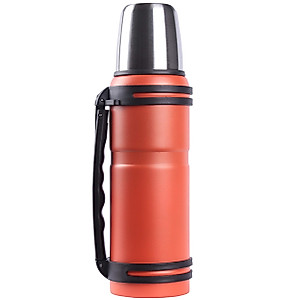 MAISON HUIS Double Wall Vacuum Water Bottle 64oz Comes with 2 Available Lids, Keeps Beverage Hot and Cold, Half Gallon 304 Food Grade Stainless Steel Water Bottle for Workout or Sports(Black)