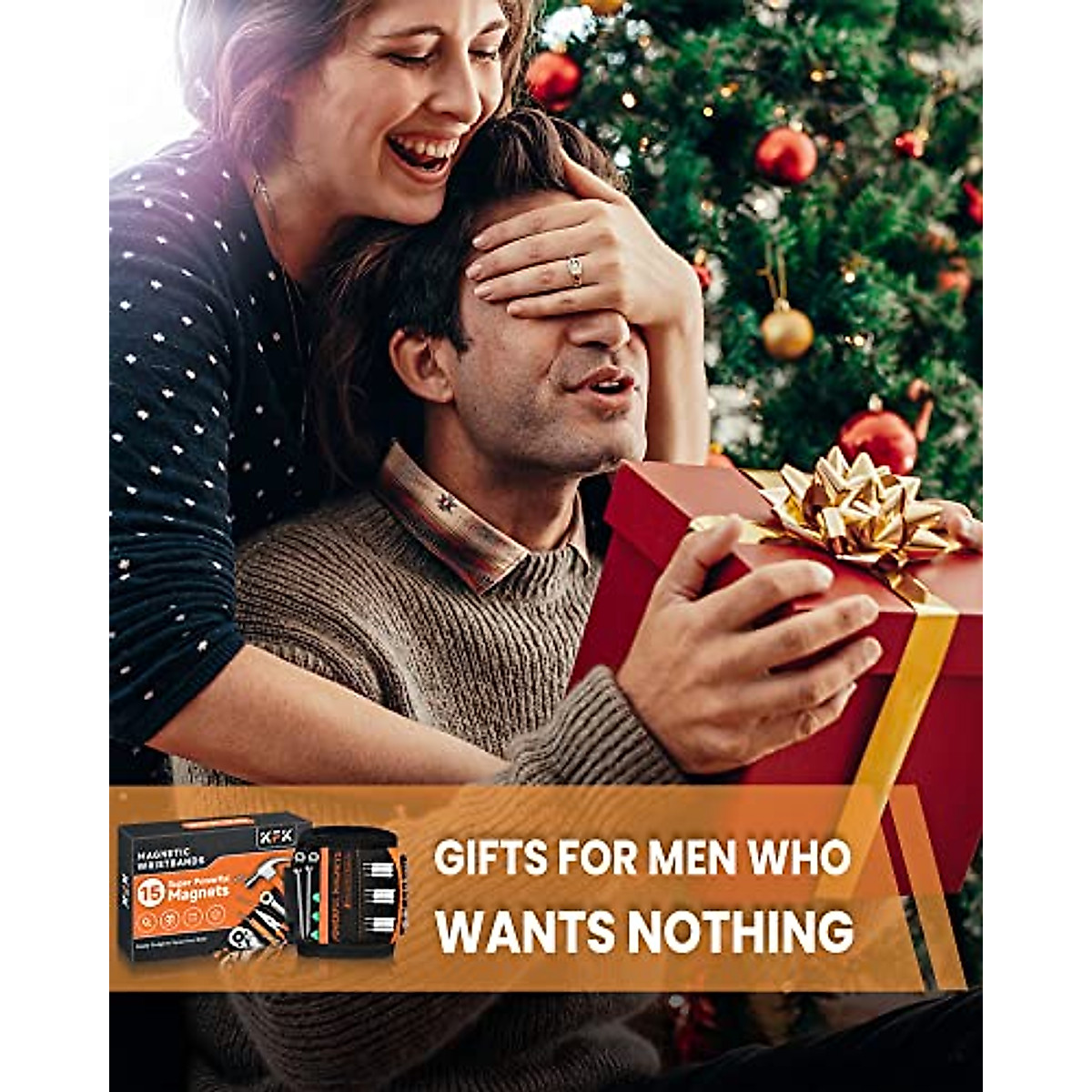 Magnetic Wristband Tools Valentines Day Gifts for Him, KFK Tool Belt with 15 Magnets for Holding Screws/Nails/Drill,Valentines Day Gifts for Men/Father/Dad/DIY Handyman/Husband Women