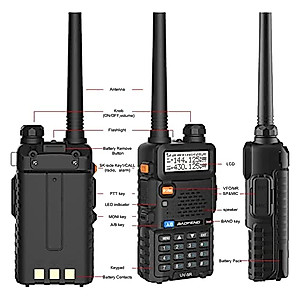 2 Pack Baofeng UV-5R 8W Ham Radio Handheld Two Way Radios Amateur Dual Band VHF UHF Military Long Range Walkie Talkies for Adults with High Gain Antenna, Rechargeable Battery, Earpiece