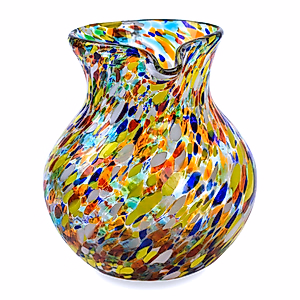 NOVICA Artisan Crafted Multicolor Hand Blown Recycled Glass Pitcher From Mexico 'Confetti' (71 Oz)