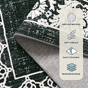 Lahome 2x6 Black Kitchen Runner Rugs Non Skid Washable,Rug Runners for Hallways Non Slip Bathroom Carpet Runner,Bordered Soft Indoor Rug Runner for Entryway Laundry Room Bedside(2'x6',Black)