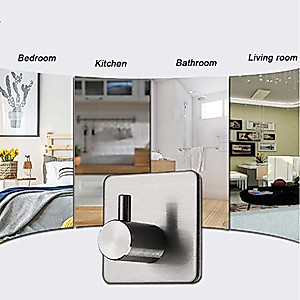 OUKALU Adhesive Wall Hooks Hanger 20 lb(Max) Heavy Duty Wall Hanger Hooks Stainless Steel Waterproof Stick on Hooks for Hanging (6 Pack)