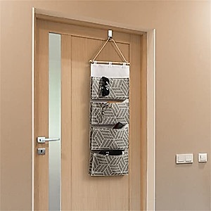 FAYYGYH 2Pcs 4 Big Pockets Over Door Hanging Storage Bags,Waterproof Linen Cotton Fabric Multi Functional Living Room Bedroom Bathroom Free 4 Hooks (style2)