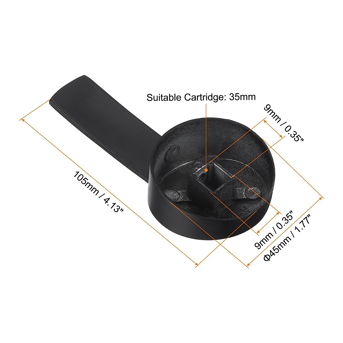 uxcell Single Lever Faucet Handle for 35mm Cartridge Zinc Alloy Faucet Handle Replacement for Kitchen Bathroom Shower, Black 4.1'' Length