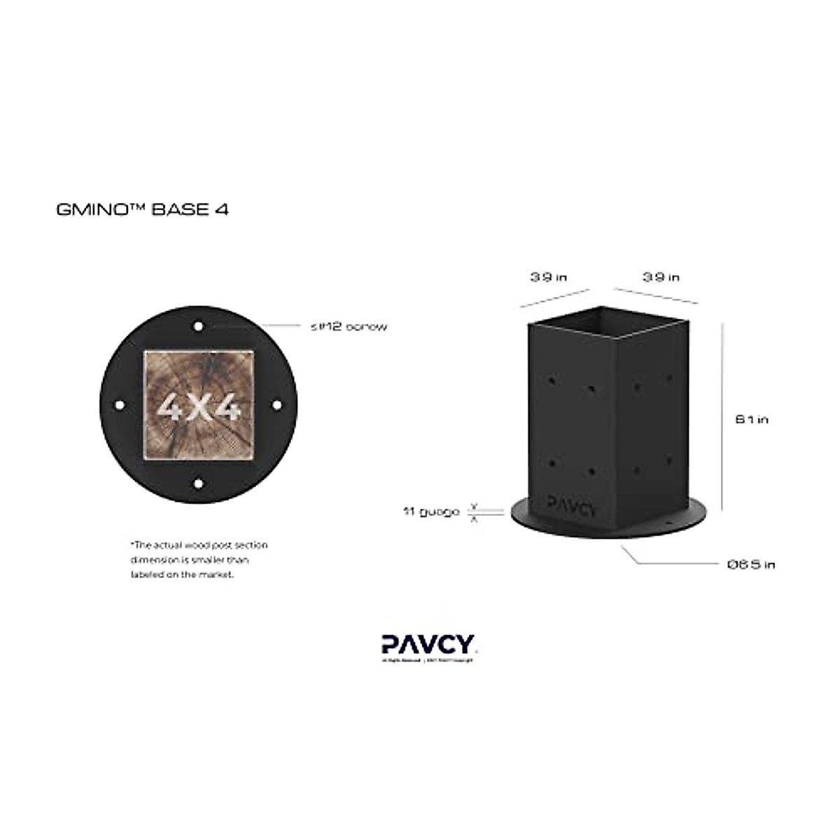 GMINO™ Base 4 Outdoor Framing Module | 4x4 Post Base | Pergola Fence Kit - 2 Per Pack
