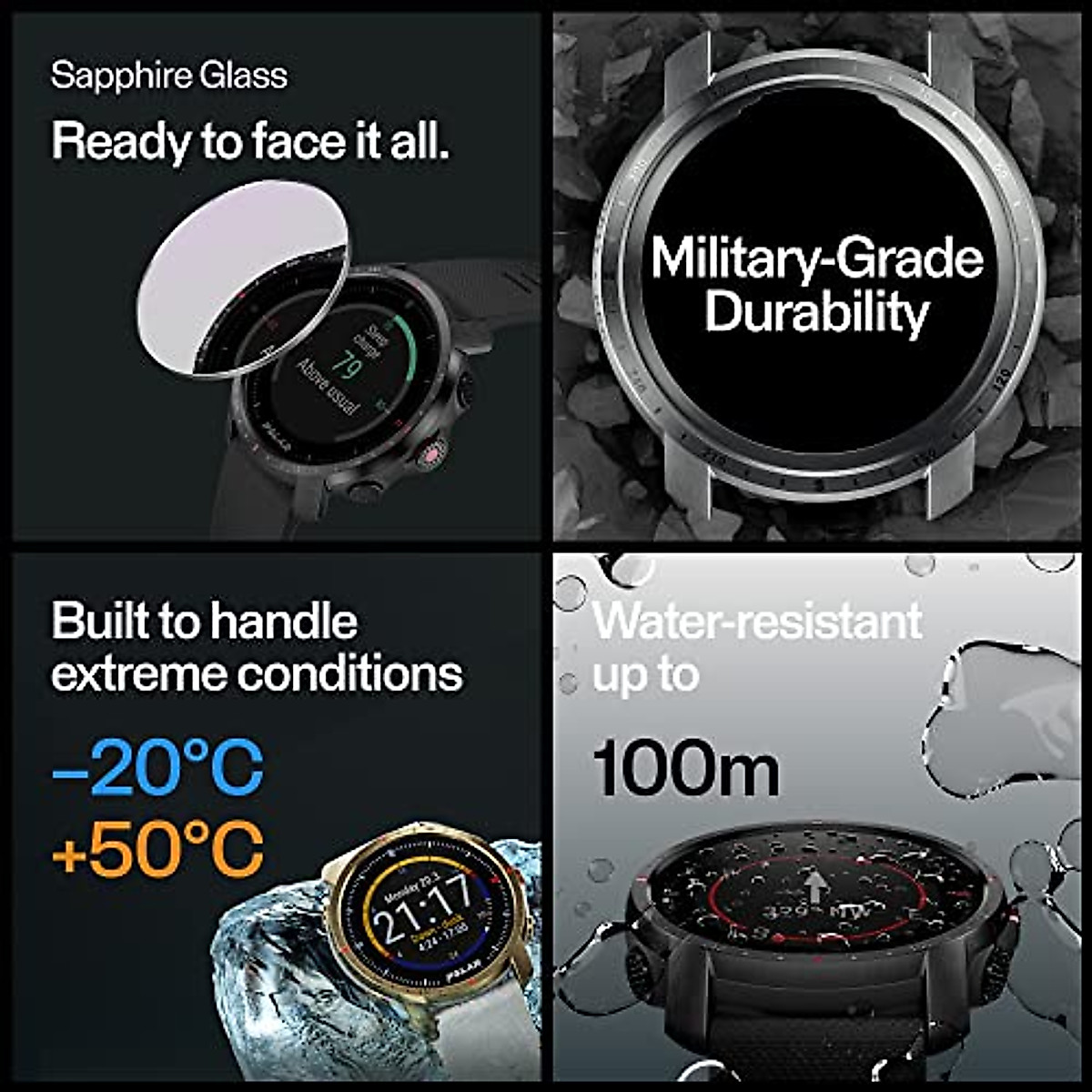Polar Grit X Pro - GPS Multisport Smartwatch - Military Durability, Sapphire Glass, Wrist-based Heart Rate, Long Battery Life, Navigation - Ideal for Outdoor Sports, Trail Running, Hiking