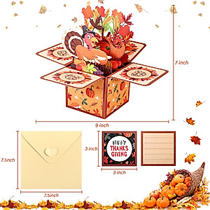 Kesote Thanksgiving Pop Up Card with Envelope, Thanksgiving Greeting Cards Thank You Cards, 3D Thankful Cards for Thanksgiving, Pop Up Happy Thanksgiving Card for Kids Employees