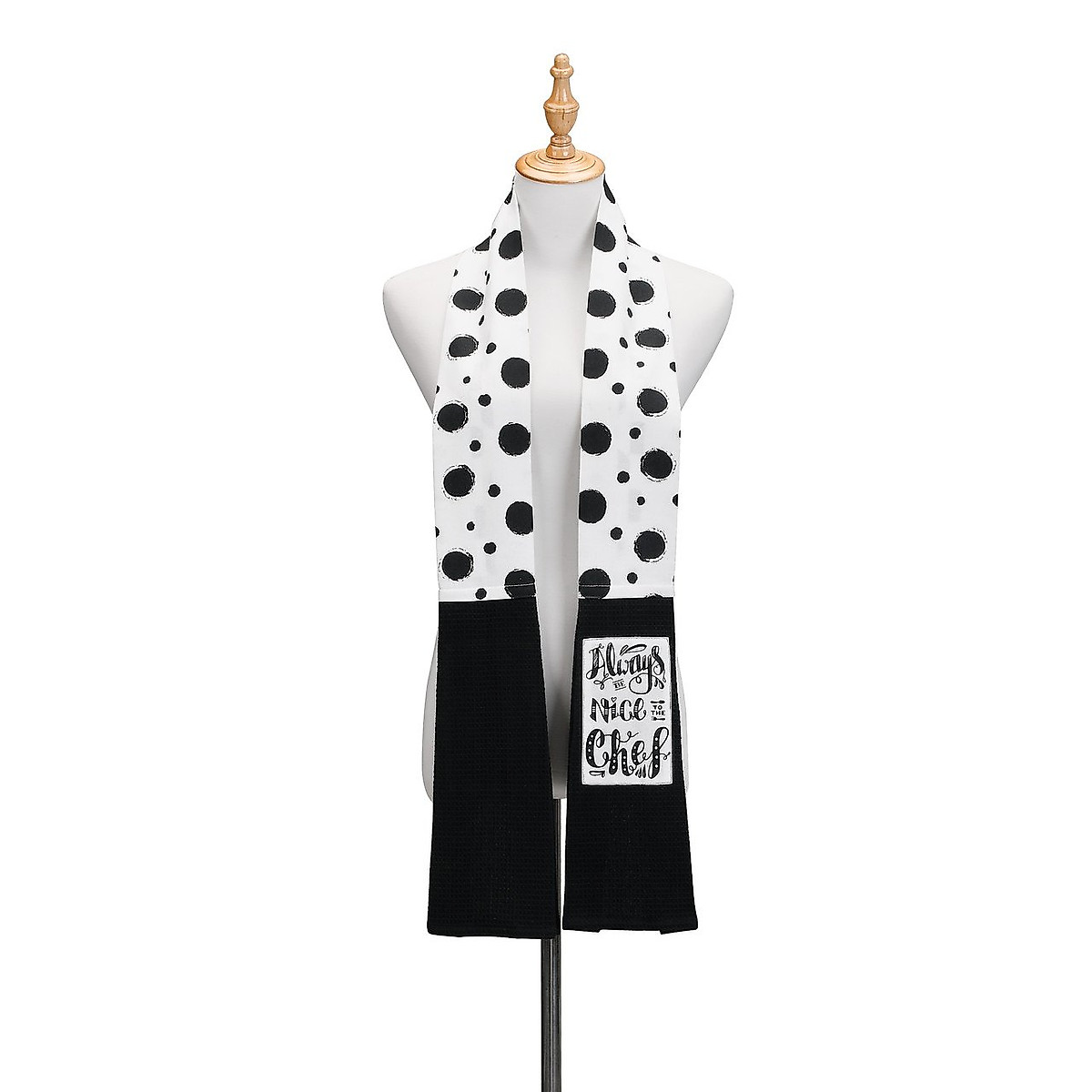 Nice To Chef Black Extra Long Cotton Blend Over The Shoulder Kitchen Towel Boa