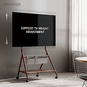FITUEYES Design Mobile TV Stand for 55 60 65 75 78 Inch TV, TV Cart Floor Stand with Mount for LCD/LED Flat Curved Screens, Modern Corner TV Stand with Wooden Storage Shelves, Collector Series