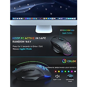 Wireless Keyboard and Mouse Backlit, Wrist Rest, Jiggler Mouse, Phone Holder, Ergo Rechargeable Silent Light Up Combo for Computer, Mac, PC, Laptop, Chromebook - by SABLUTE, Gray